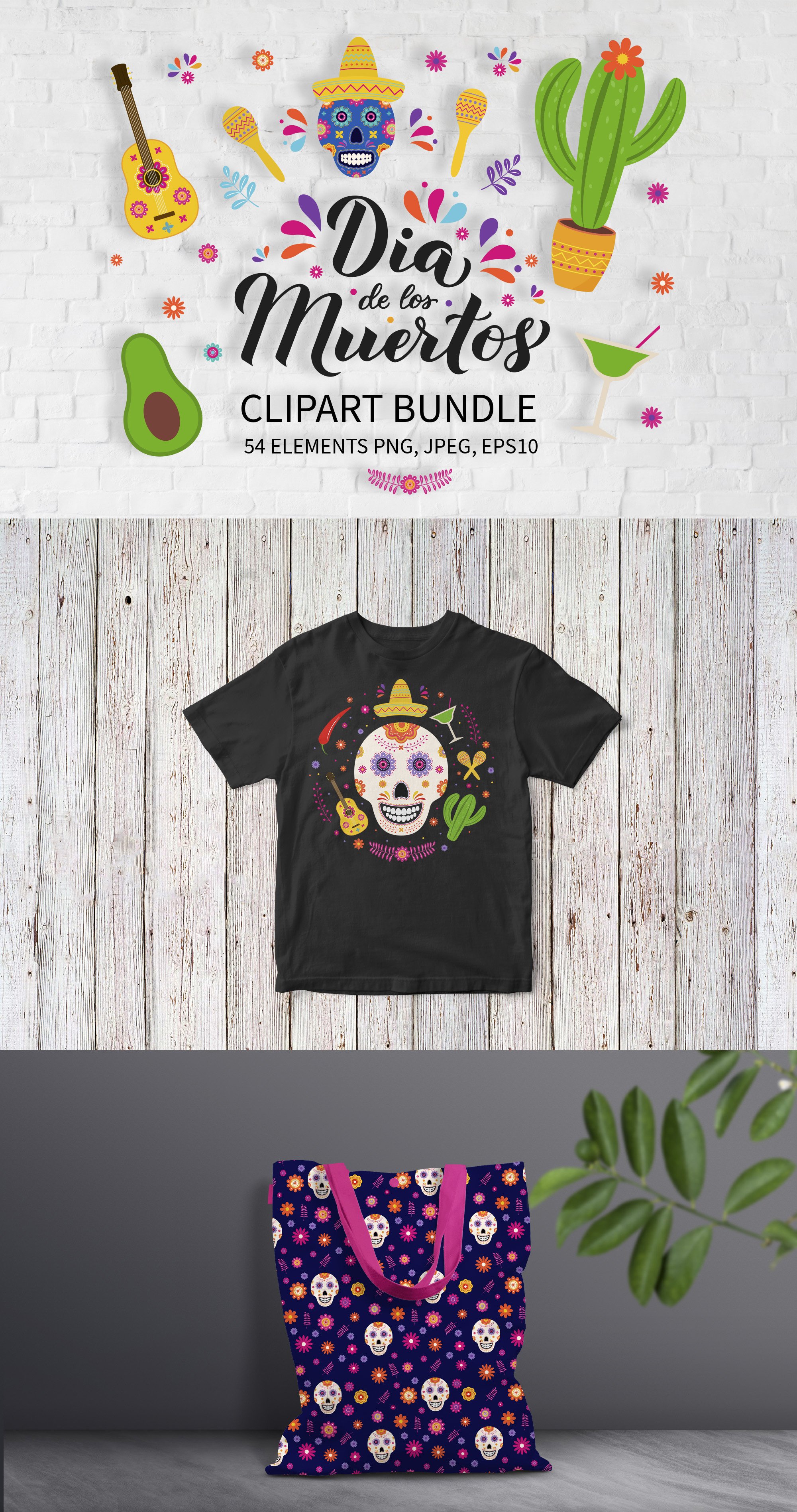 Dia De Los Muertos Day of the Dead Mexican Clipart Bundle