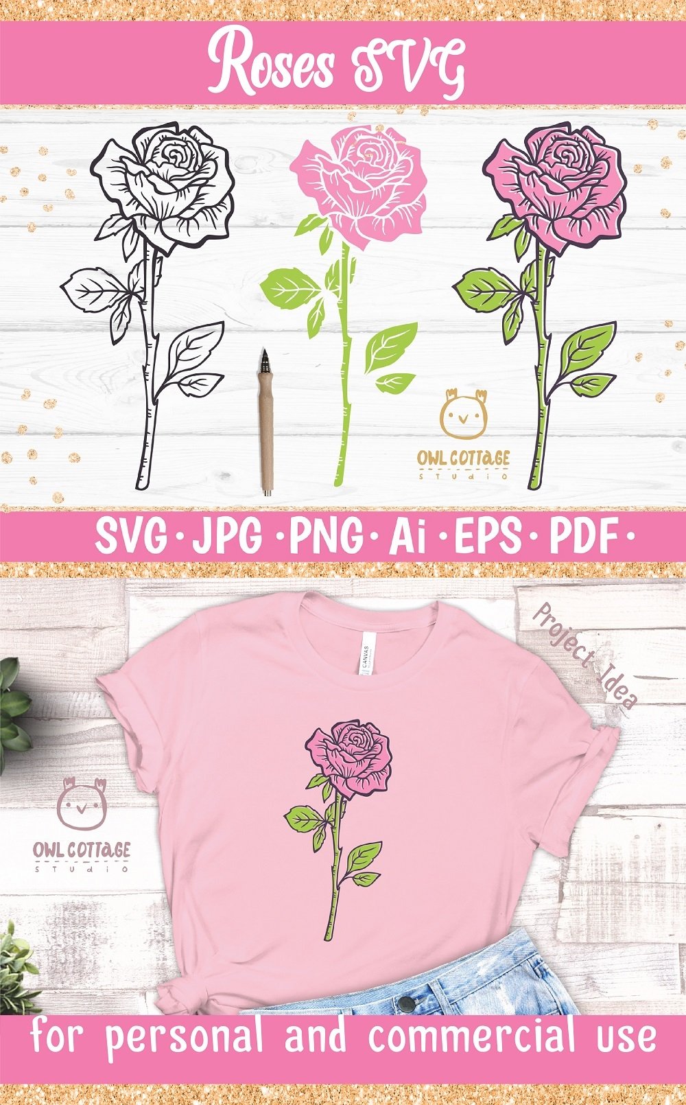 ROSES Svg, rose svg, Rose clipart, rose svg cut (1376175)