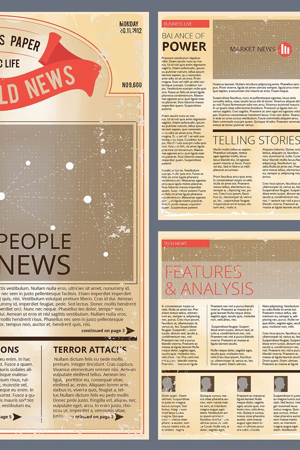 Vector design template of vintage newspaper