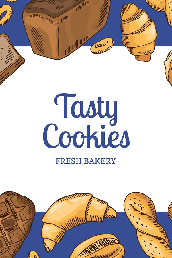 Vector hand drawn colored bakery elements (828505)