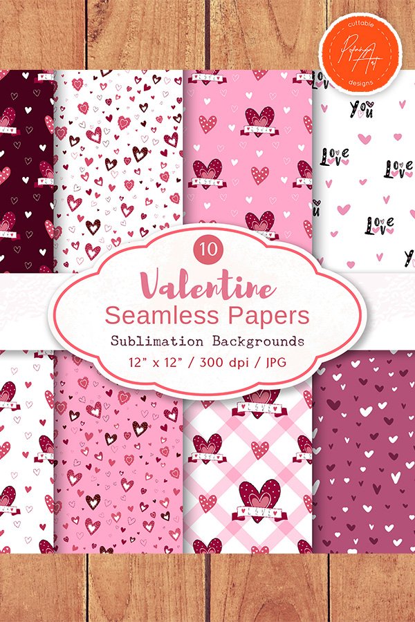 Seamless Valentine Day Digital Papers Pack