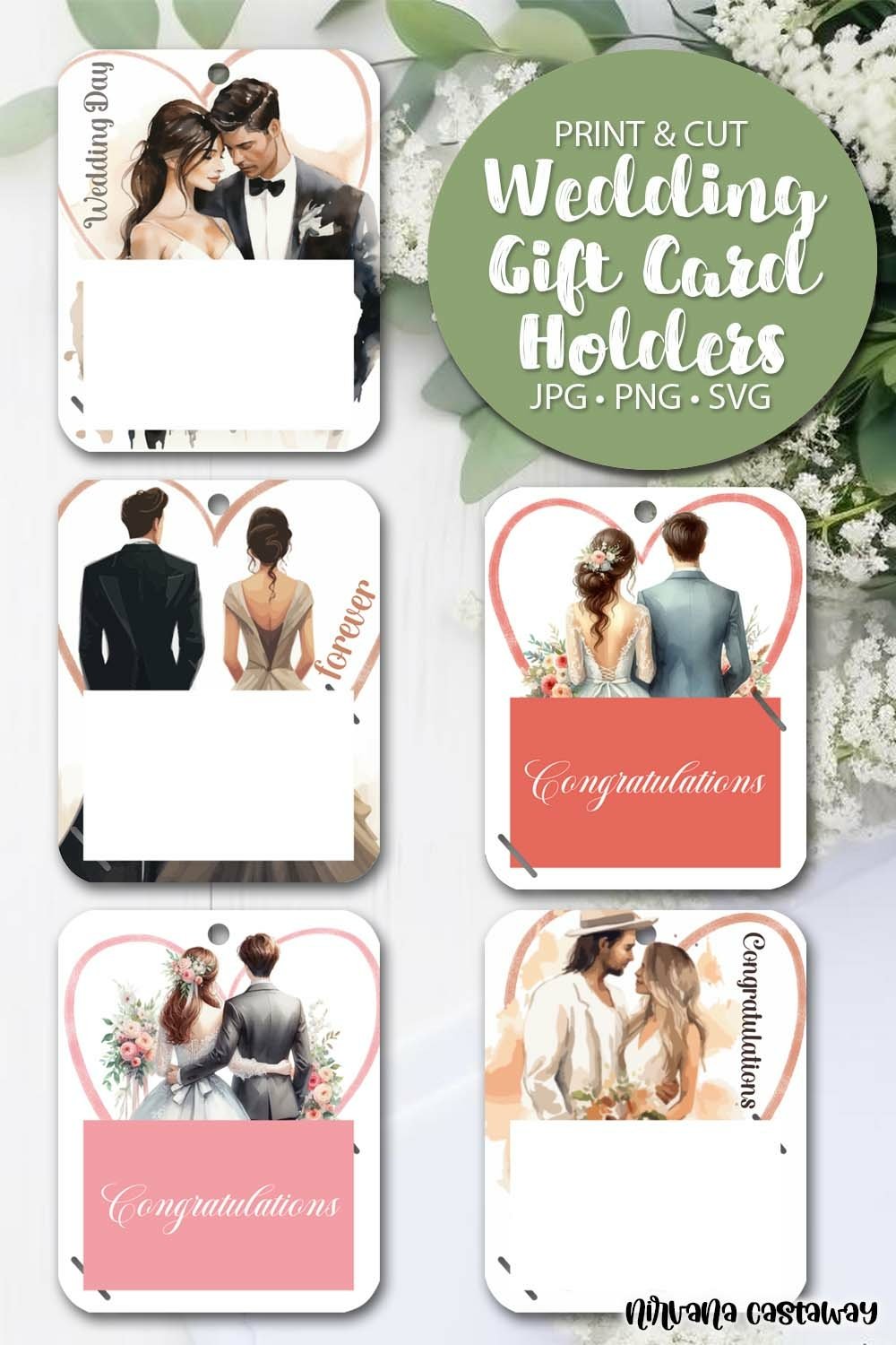 Wedding Gift Card Holders: Printable Designs"