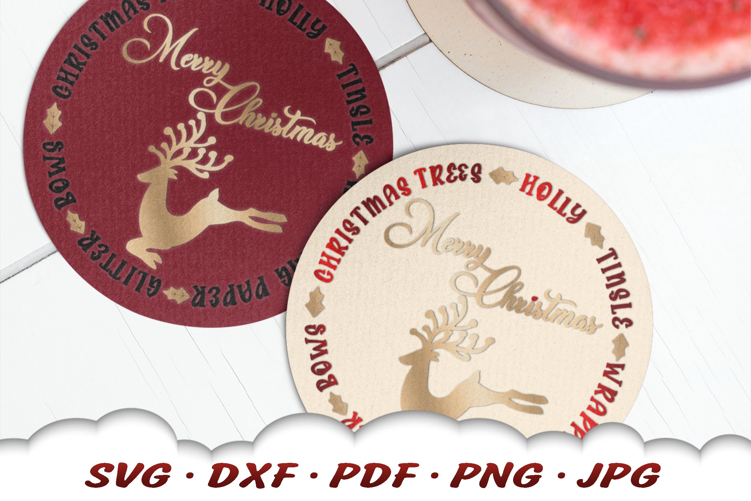 Merry Christmas Reindeer SVG DXF Cut Files