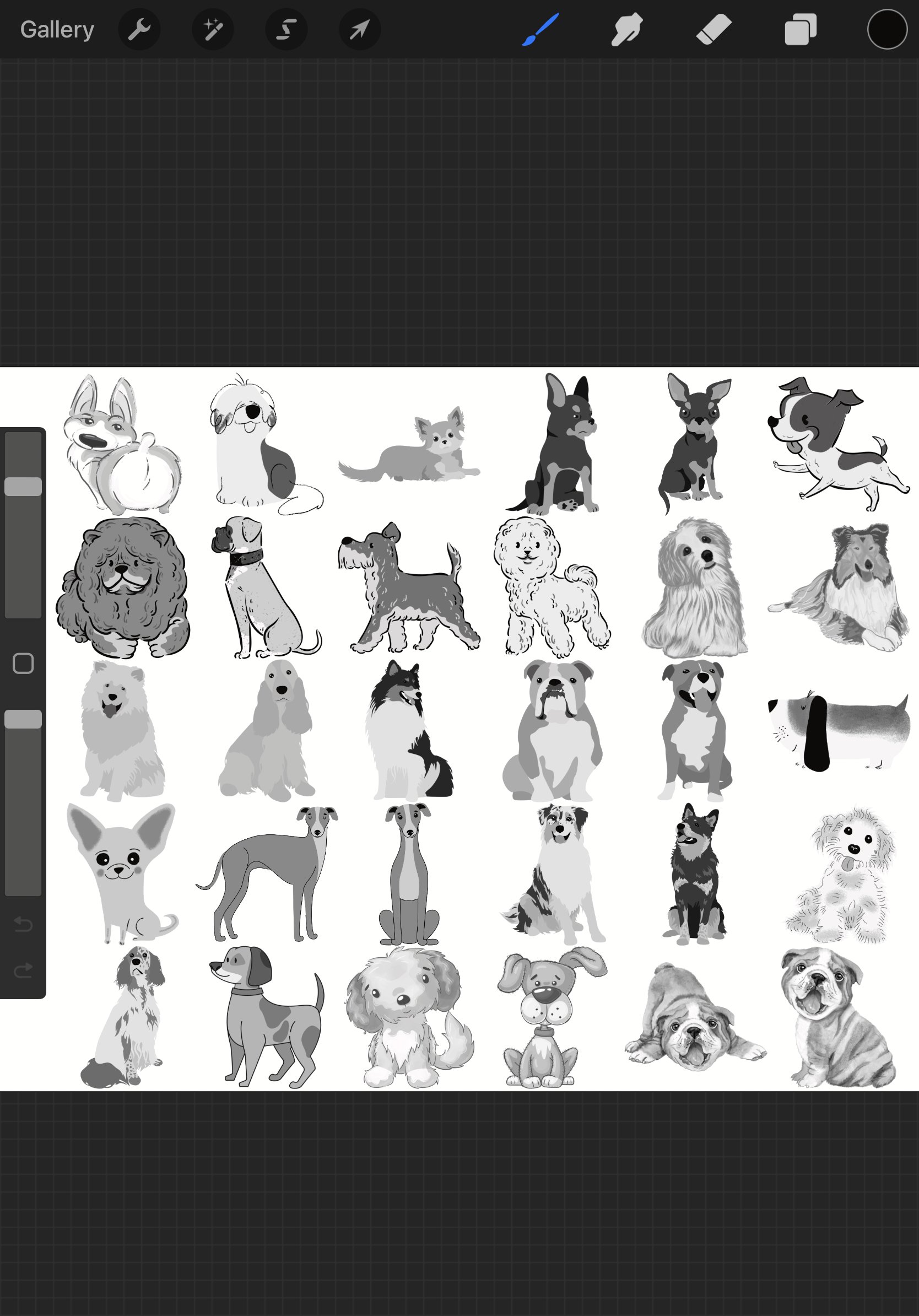 Cartoon Dogs Set 3 Procreate Brush Stamps, 30 Dogs