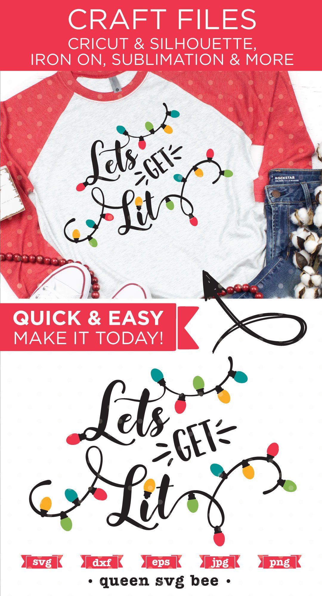 Let's Get Lit SVG Design | Funny Christmas SVG file