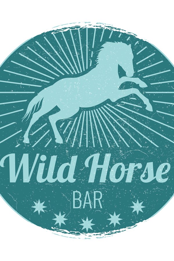 Wild horse bar vintage vector emblem