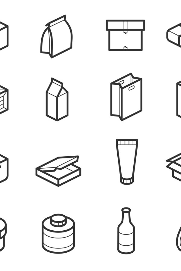Packaging outline vector icons