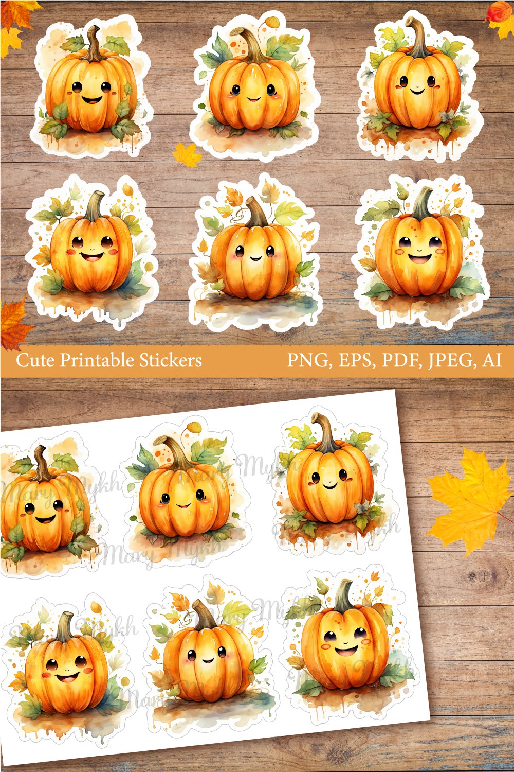 Autumn Stickers Set with 6 Cute Designs | Print and Cut