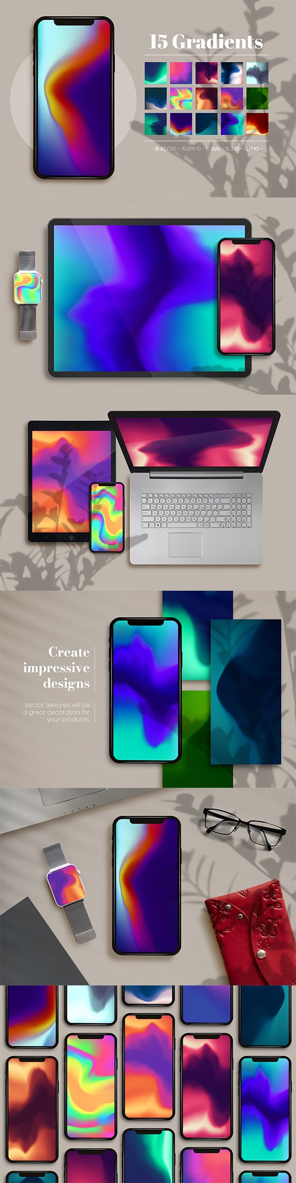 15 Colorful Gradient Background Set