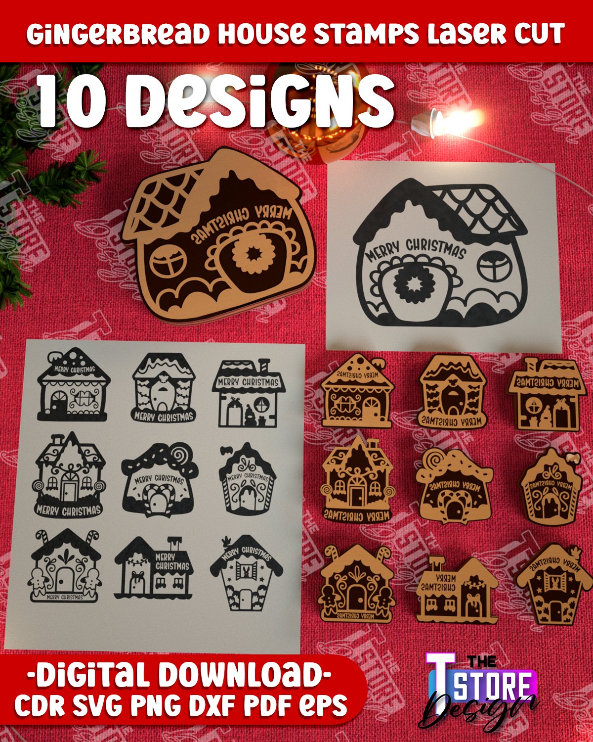 Gingerbread Houses Stamps Laser Cut Bundle | Christmas Stamp
