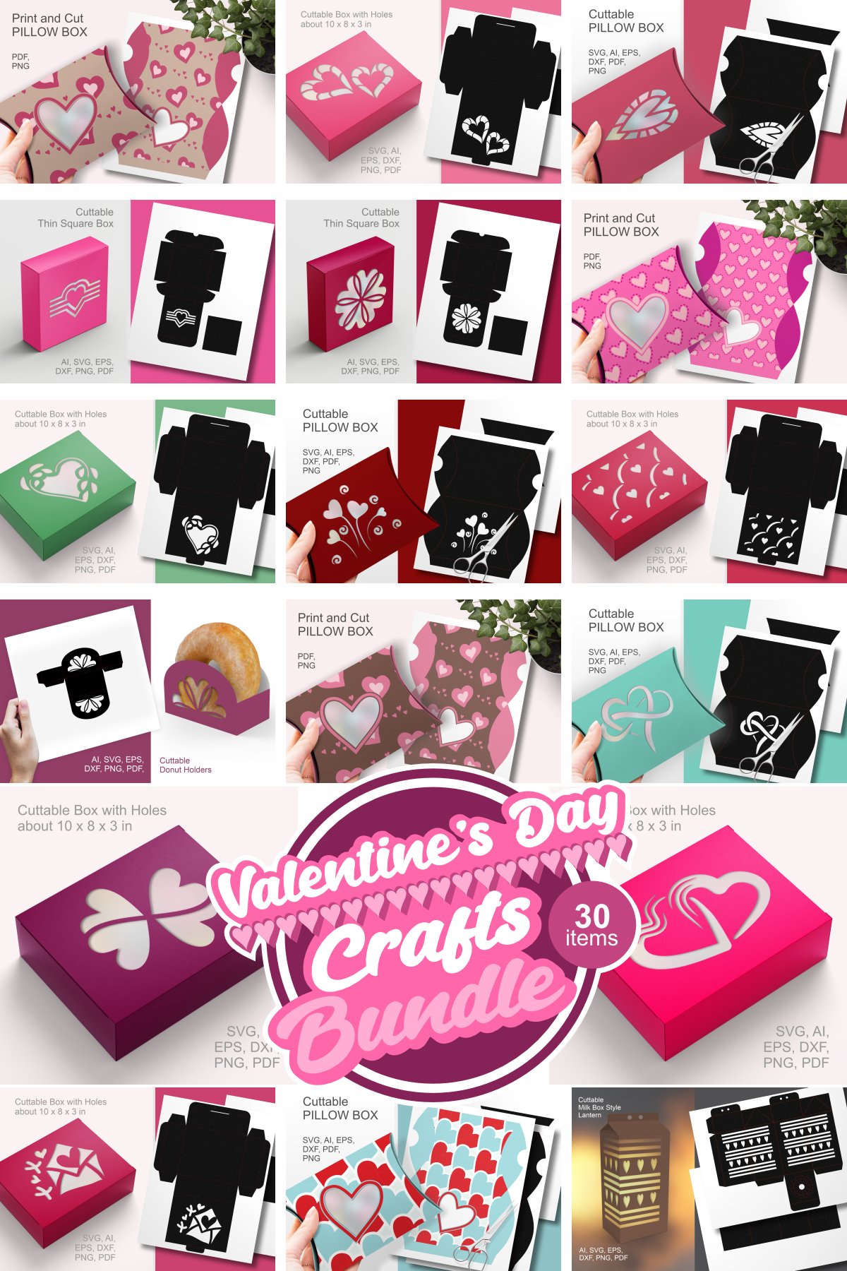 Valentine's Day Crafts Bundle 2 - Paper Cut Bundle of 30 pcs