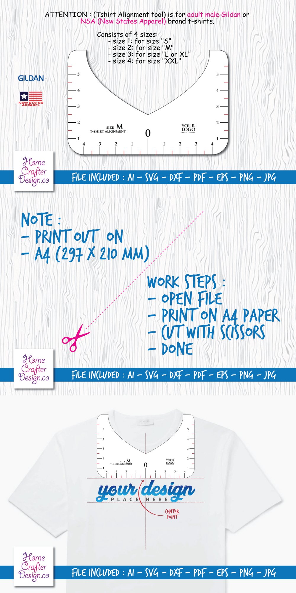 Tshirt Ruler SVG - 4 Size Alignment