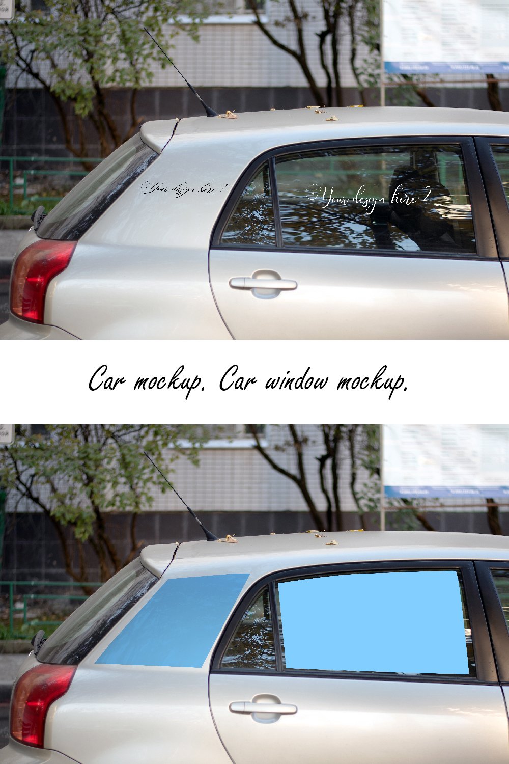 Car mockup. Car window mockup.