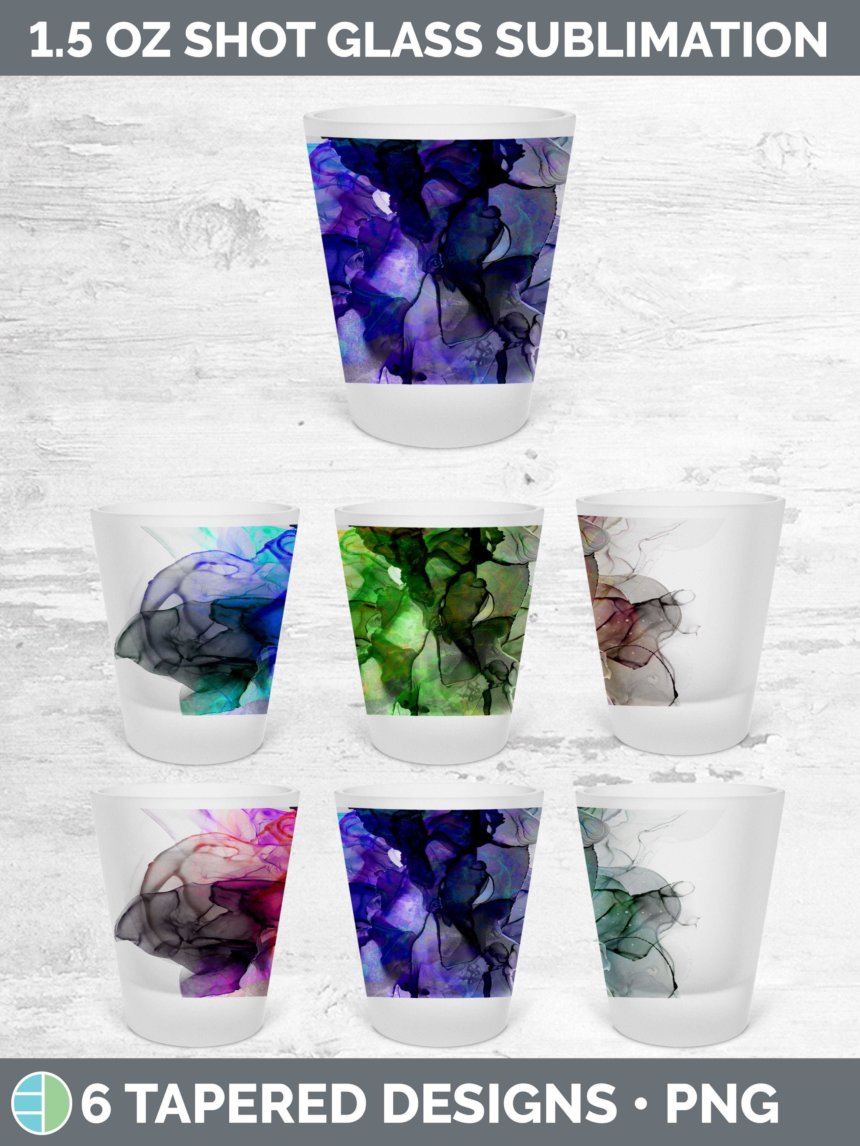 Alcohol Ink Shot Glass Sublimation | Shot Glass 1.5oz Tapere
