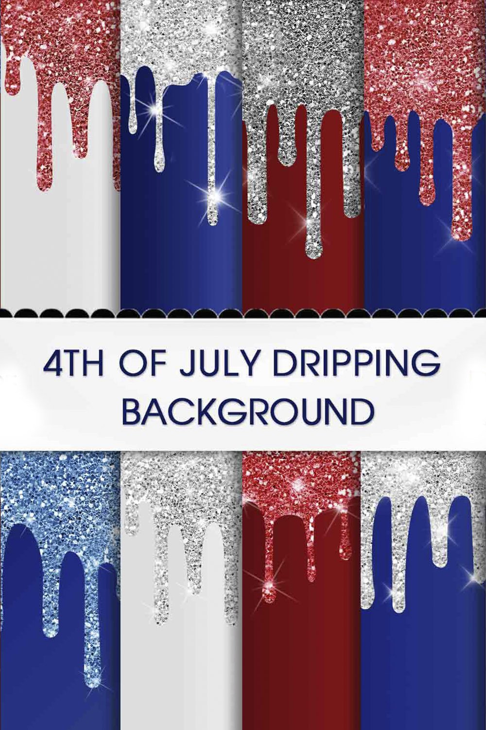 Red White and Blue Glitter Foil Dripping, sparkle foil