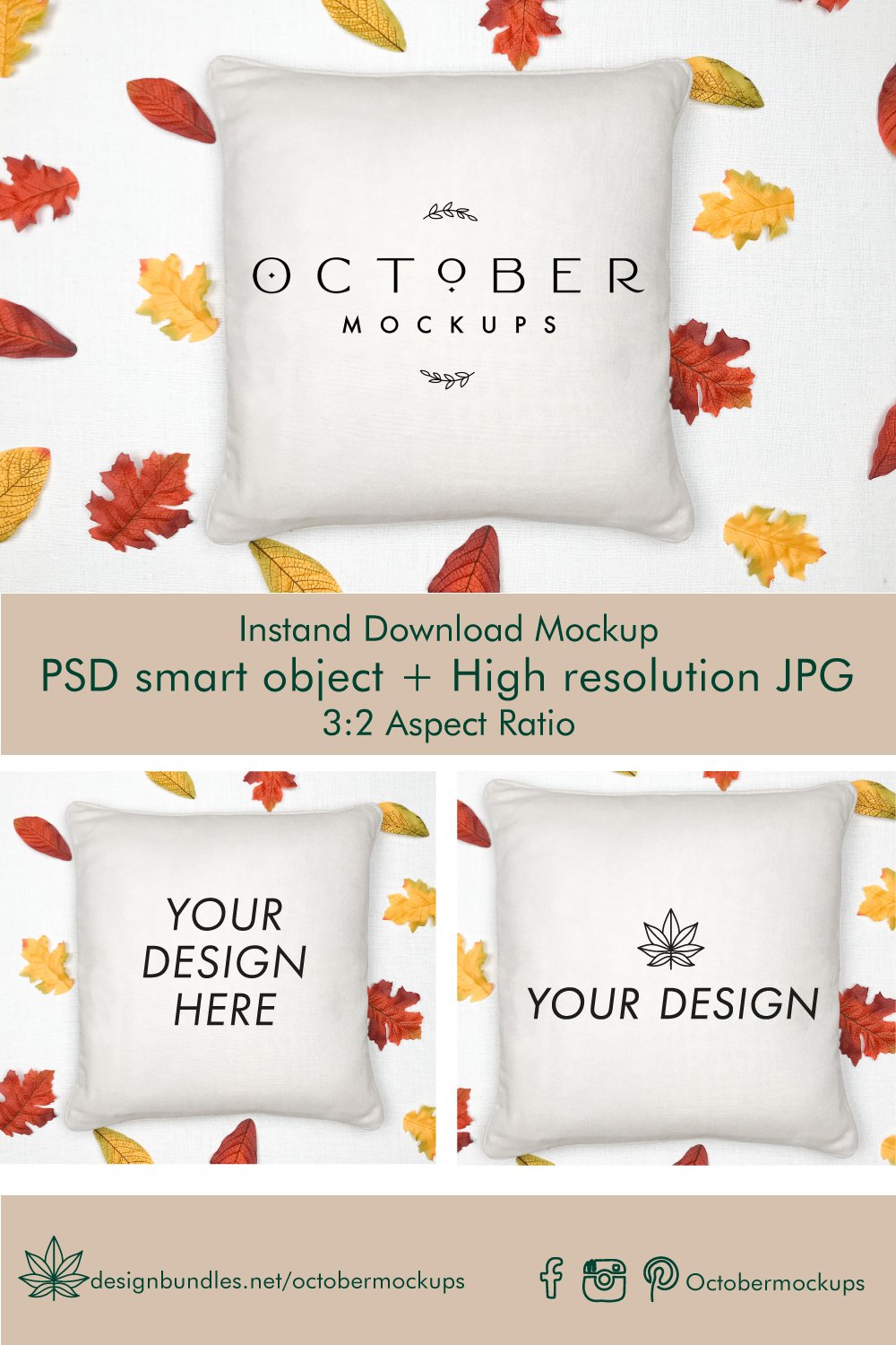 Autumn Pillow Mockup | Fall pillow cover mockup