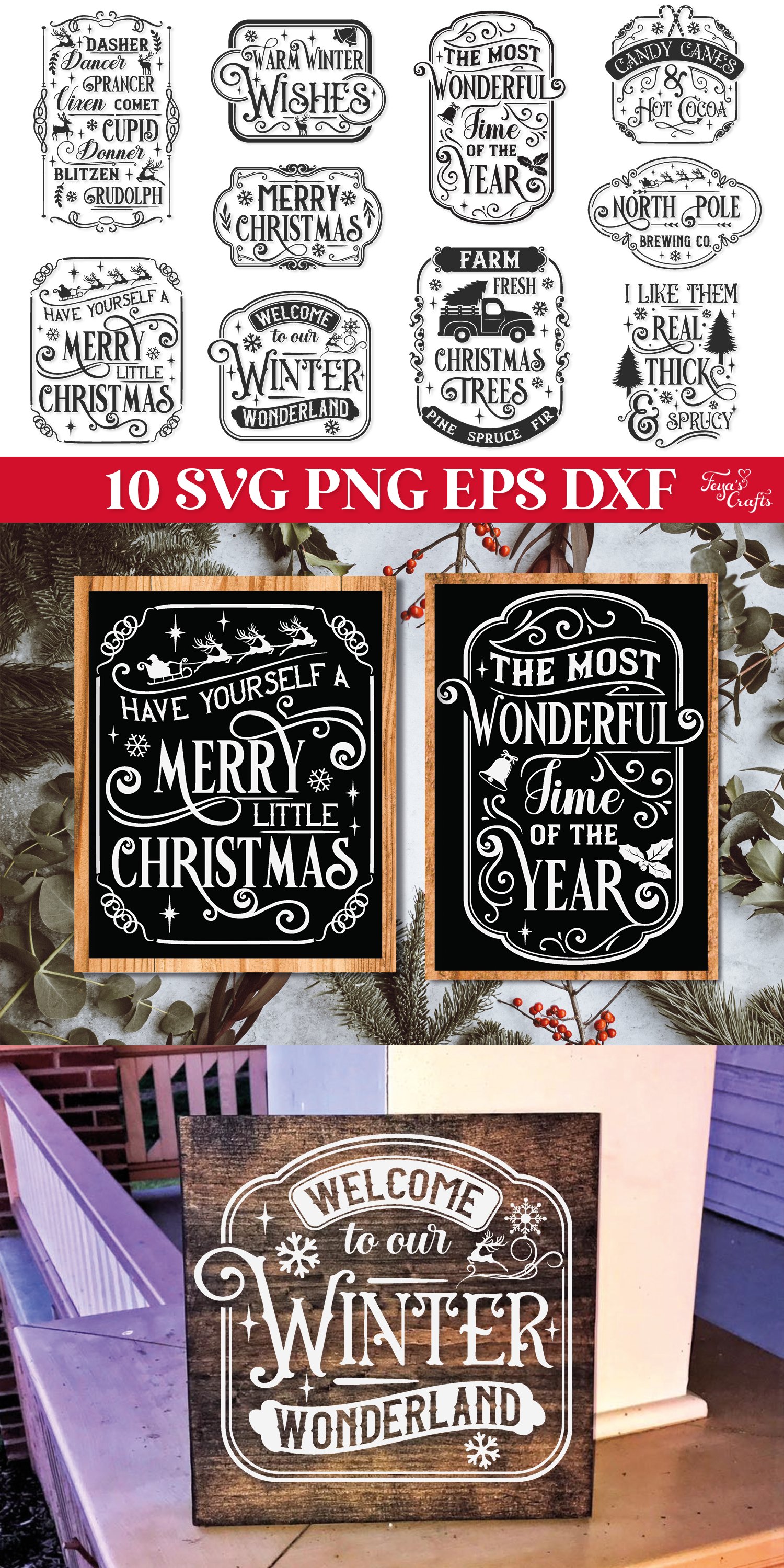 Farmhouse Christmas Signs SVG Bundle