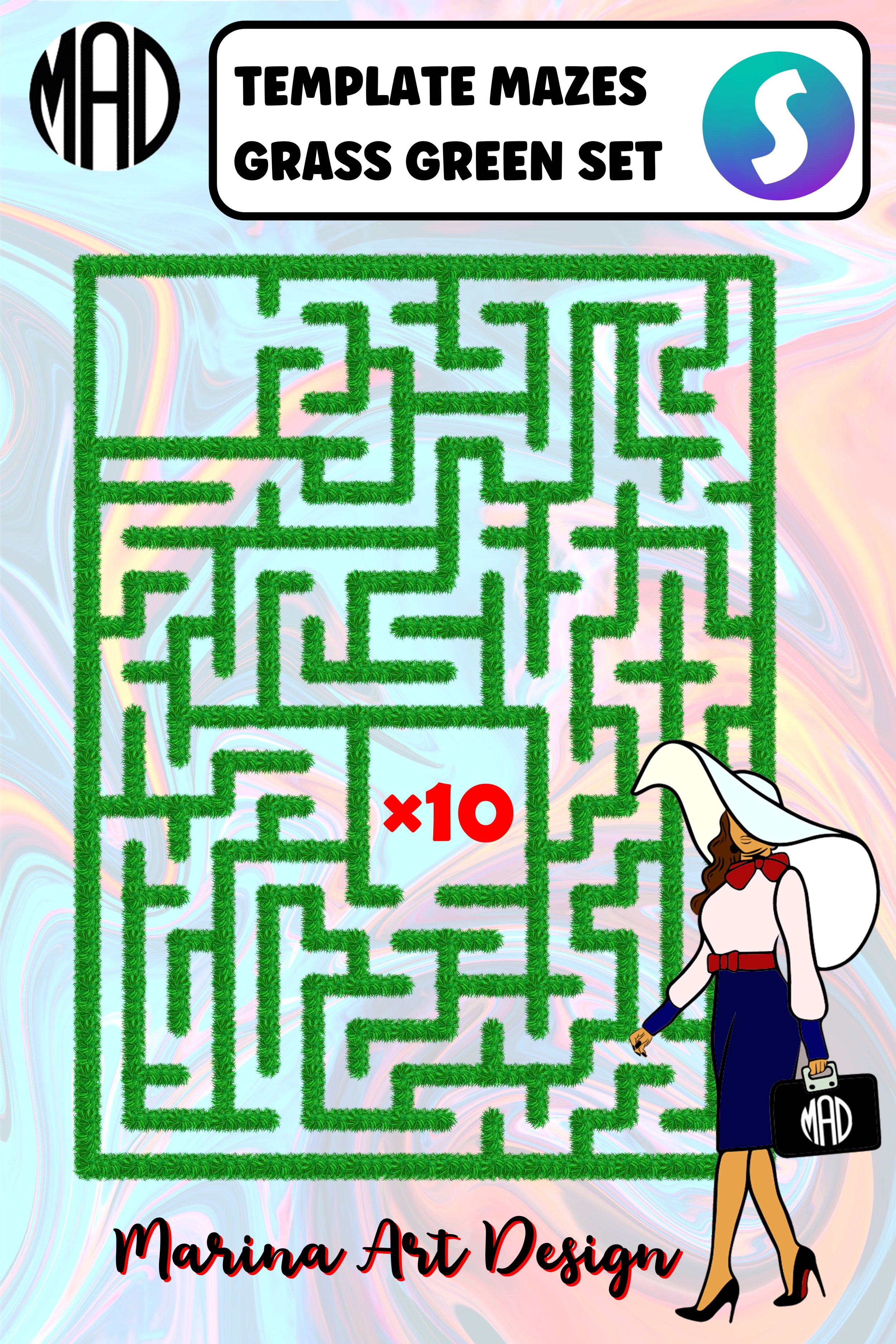 Mix & Match green grass template maze template illustration