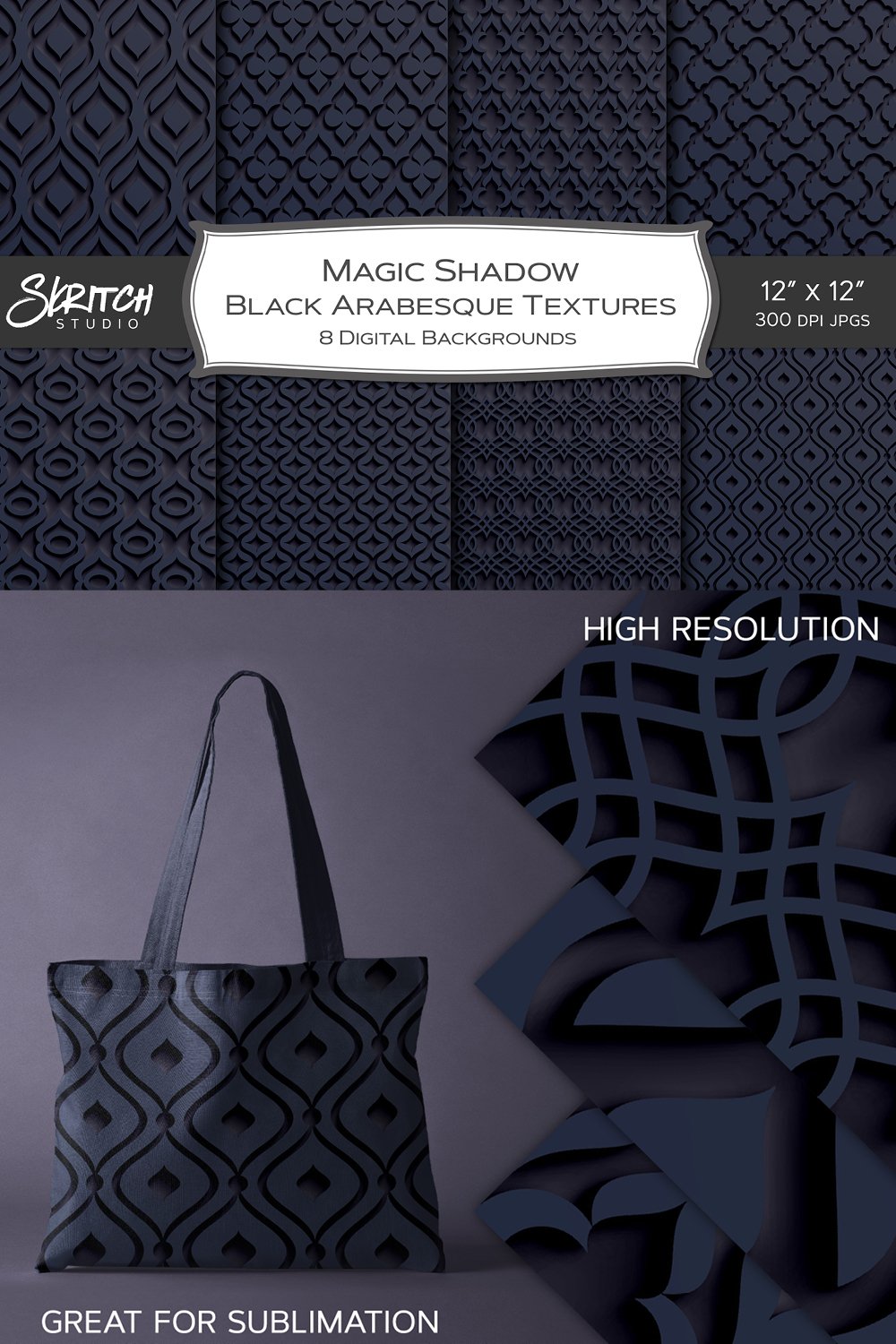 Magic Shadow Optical Illusion Black Arabesque Textures