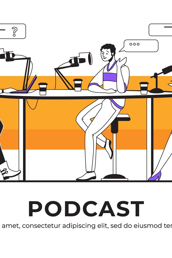 Podcast interview. Blogger or radio host interviewing guest