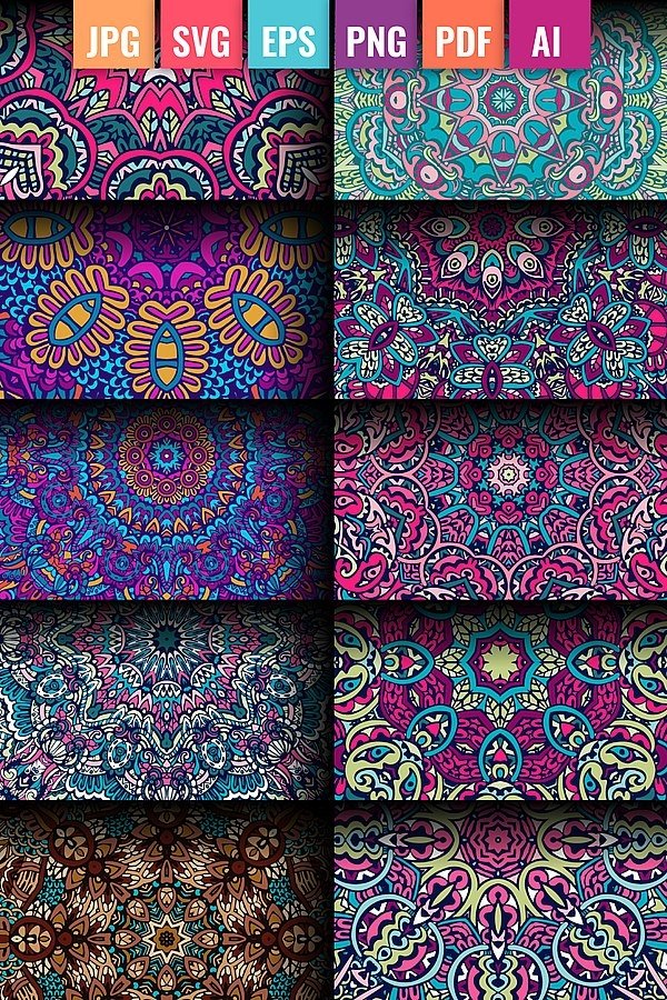 Abstract Boho Festival Mandala Seamless Pattern (1124664)