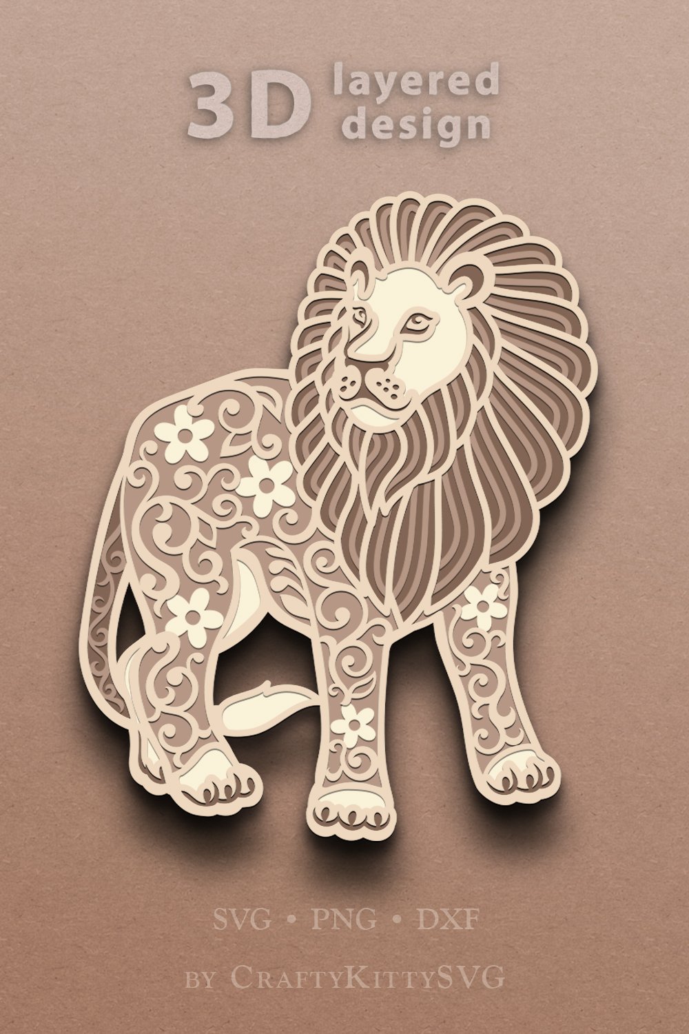 Lion SVG, Mandala Lion Layered SVG, Floral Lion, Flower Lion