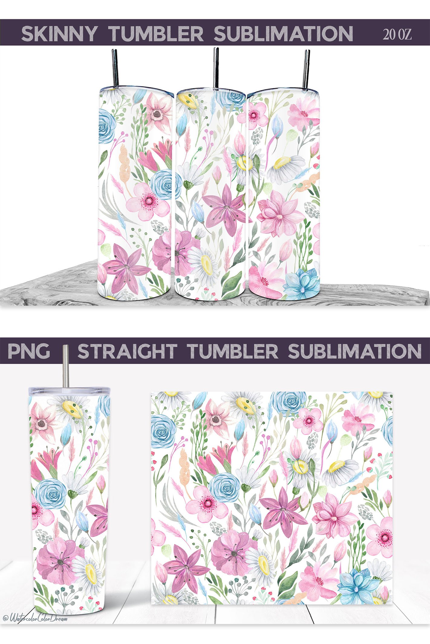 Wildflowers Tumbler Sublimation | Flowers Tumbler (2546701)