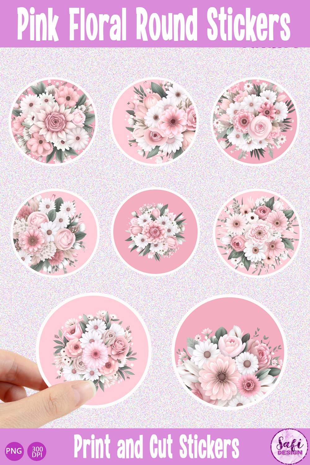 Pink Floral Print and Cut Stickers for Cricut