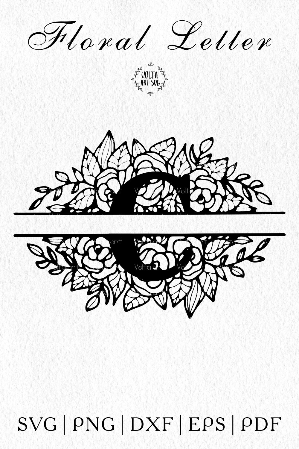 Floral Letter C svg, Flower Letter C, Split Monogram Letter