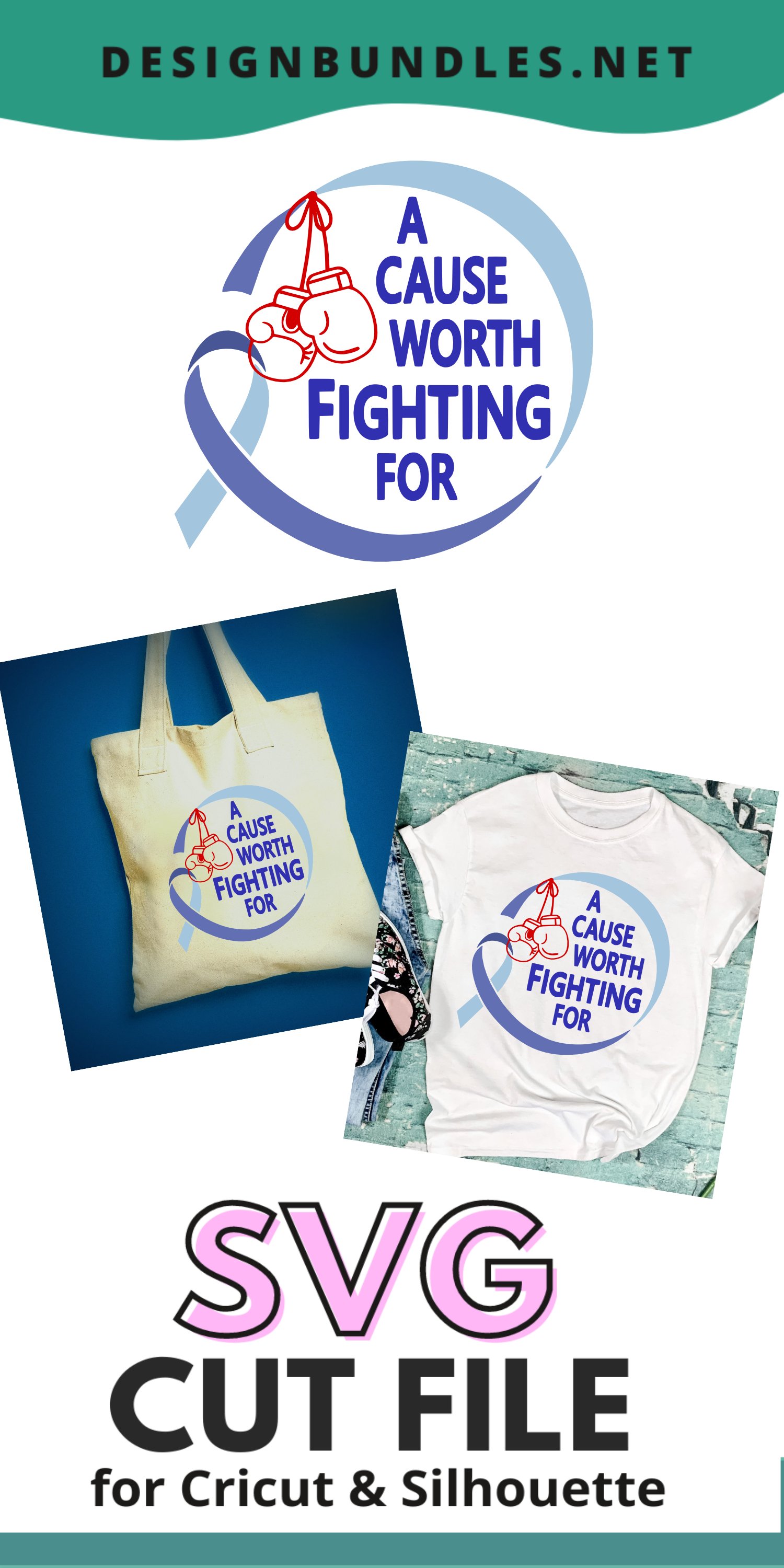 AWARENESS RIBBON A CAUSE WORTH FIGHT FOR #03 SVG CUT FILE