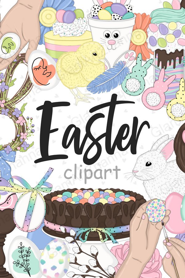 Easter Bright CLIPART Rabbit Clip Art Planner Stickers PNG (1754542 ...