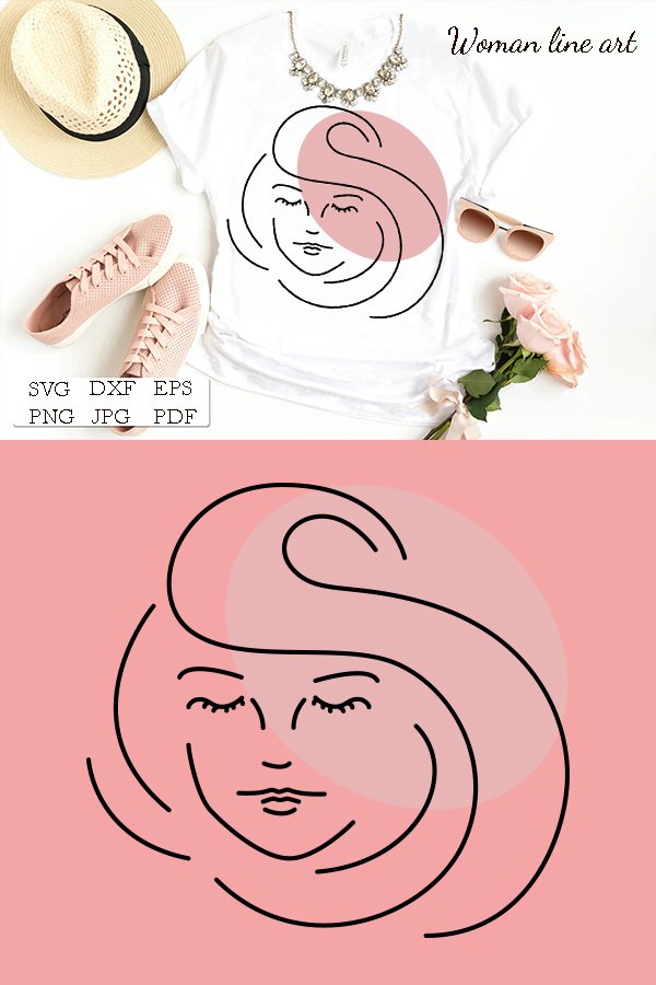 Woman line art design eps dxf svg cut files