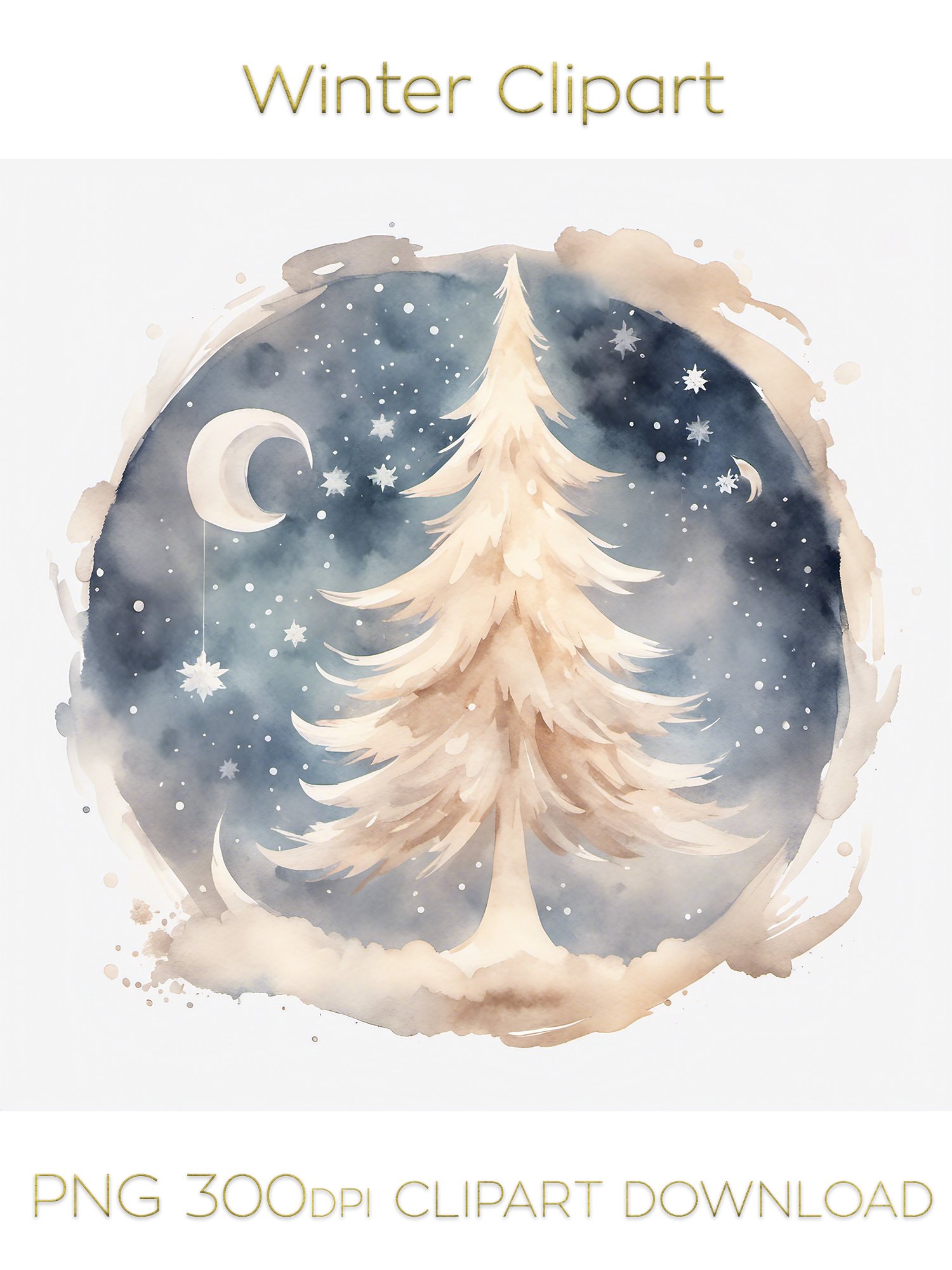 Winter Watercolor Clipart Christmas Background (2804927)