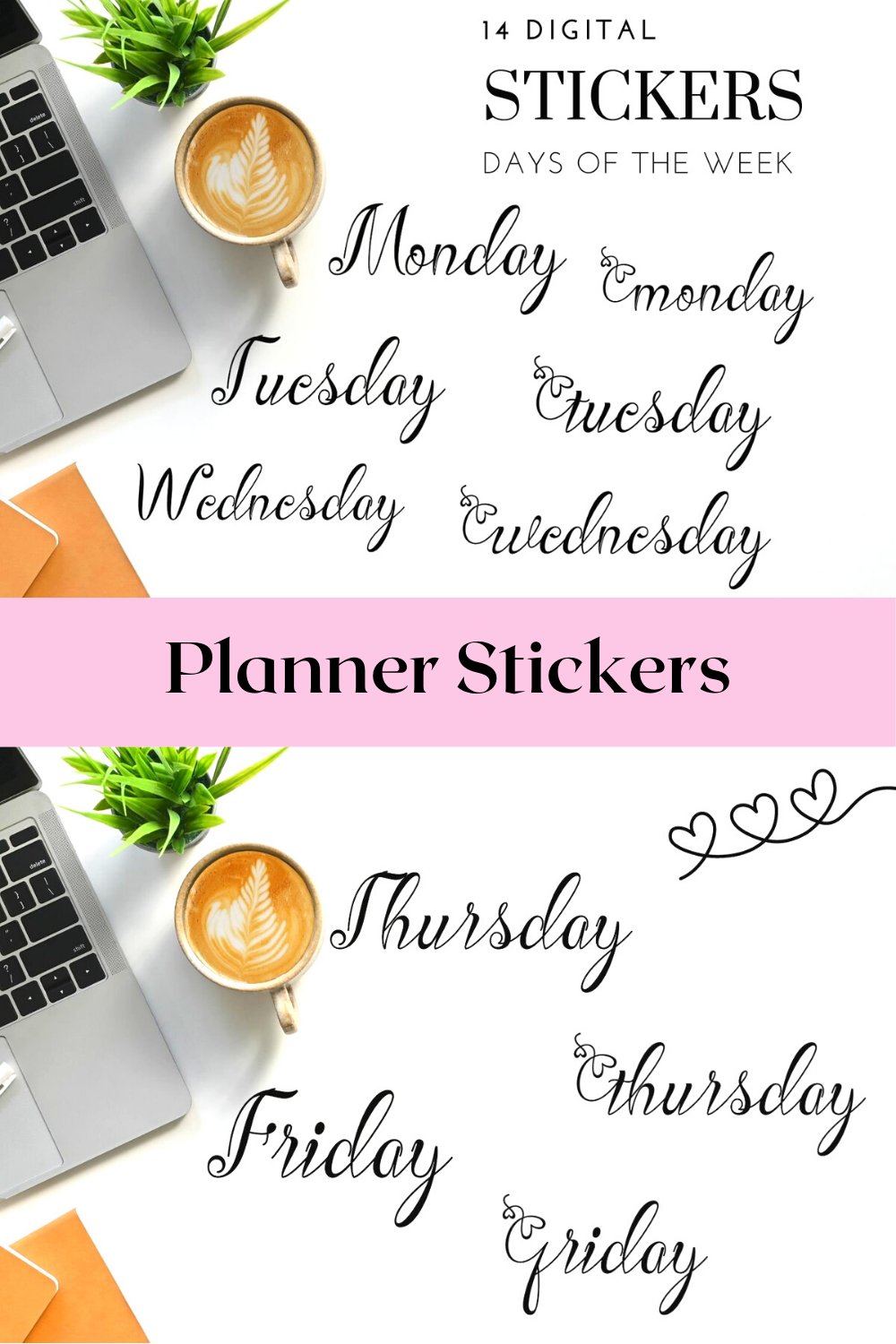Love Font, Days of Week for Planners