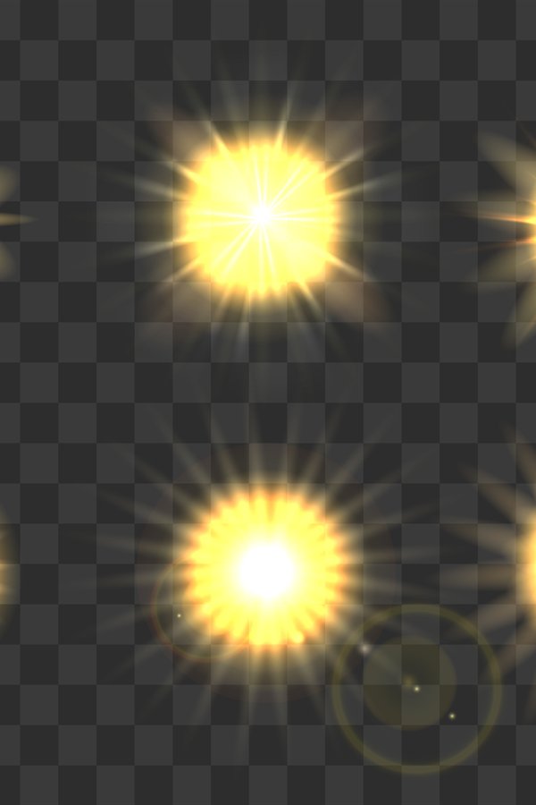 Suns on transparent background