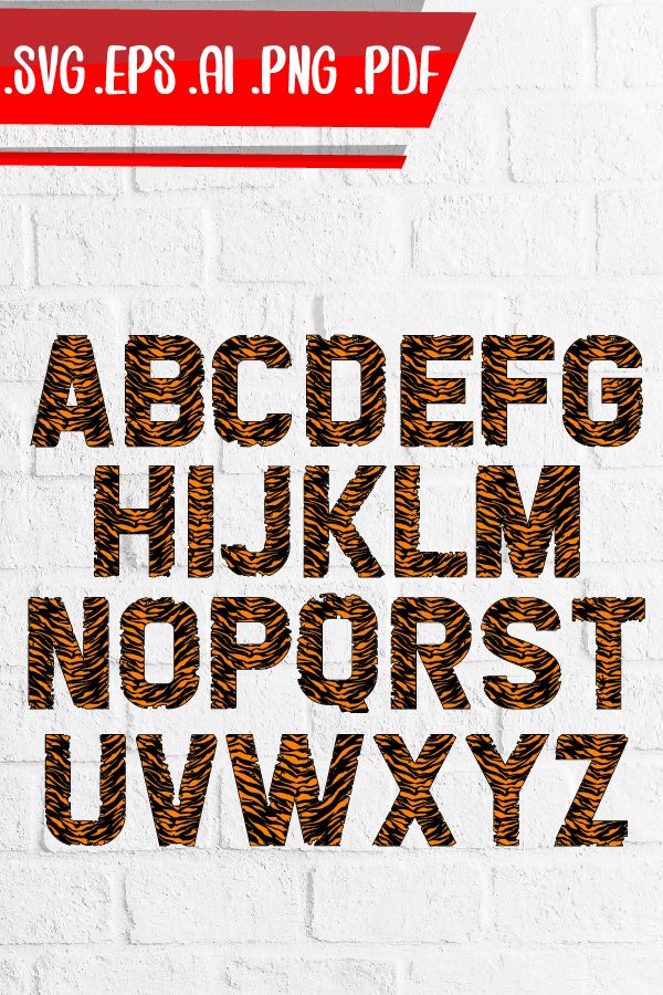 Tiger Pattern Alphabet Set Svg eps ai png pdf