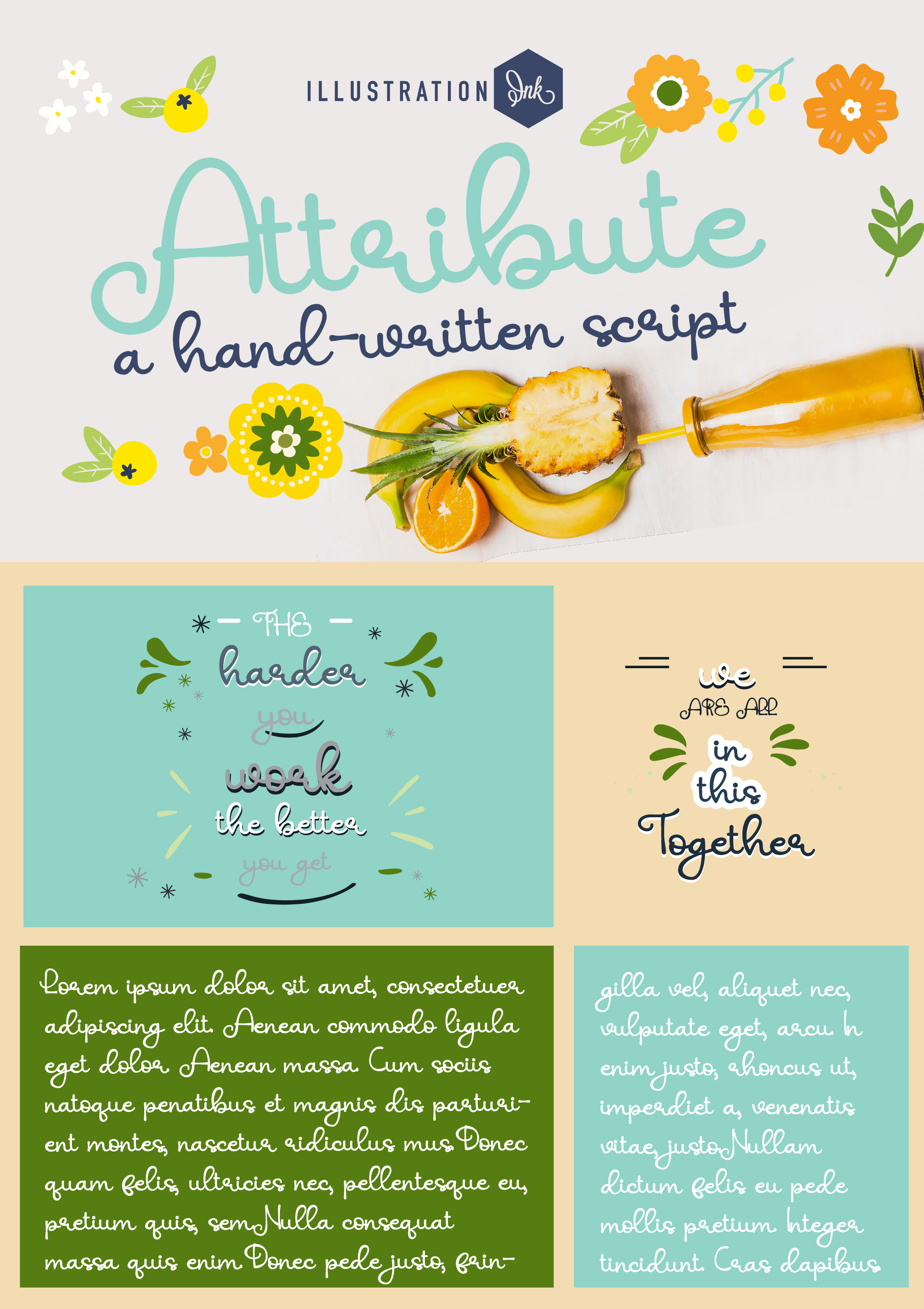 Hand-crafted, hand-written, script font
