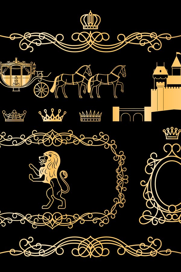 Golden vintage royal elements