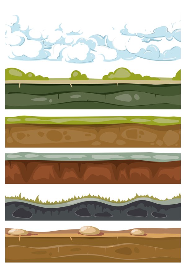 Set of landscape earth backgrounds for mobile games apps