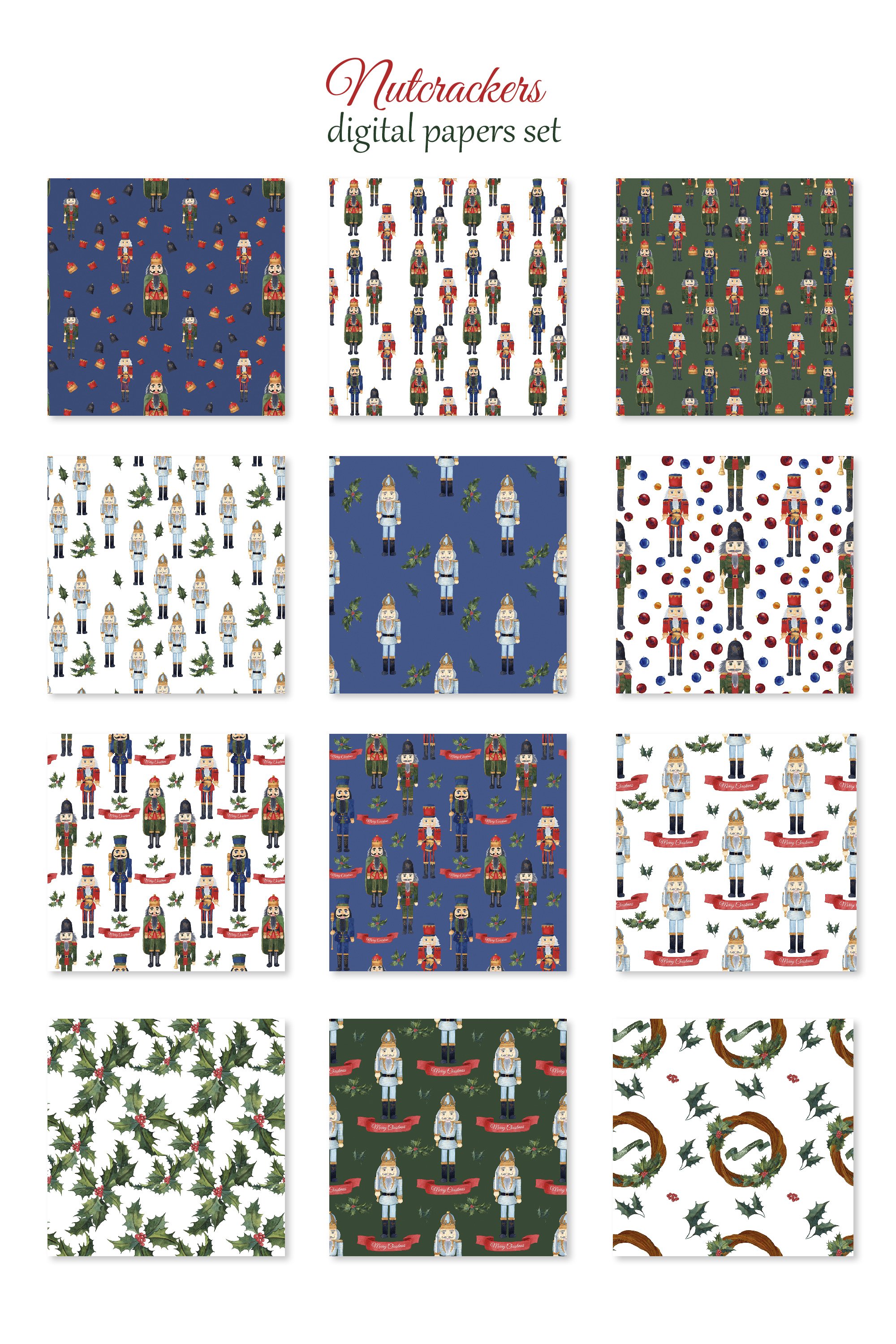 Nutcrackers Christmas Digital Paper Pack. (1043917)