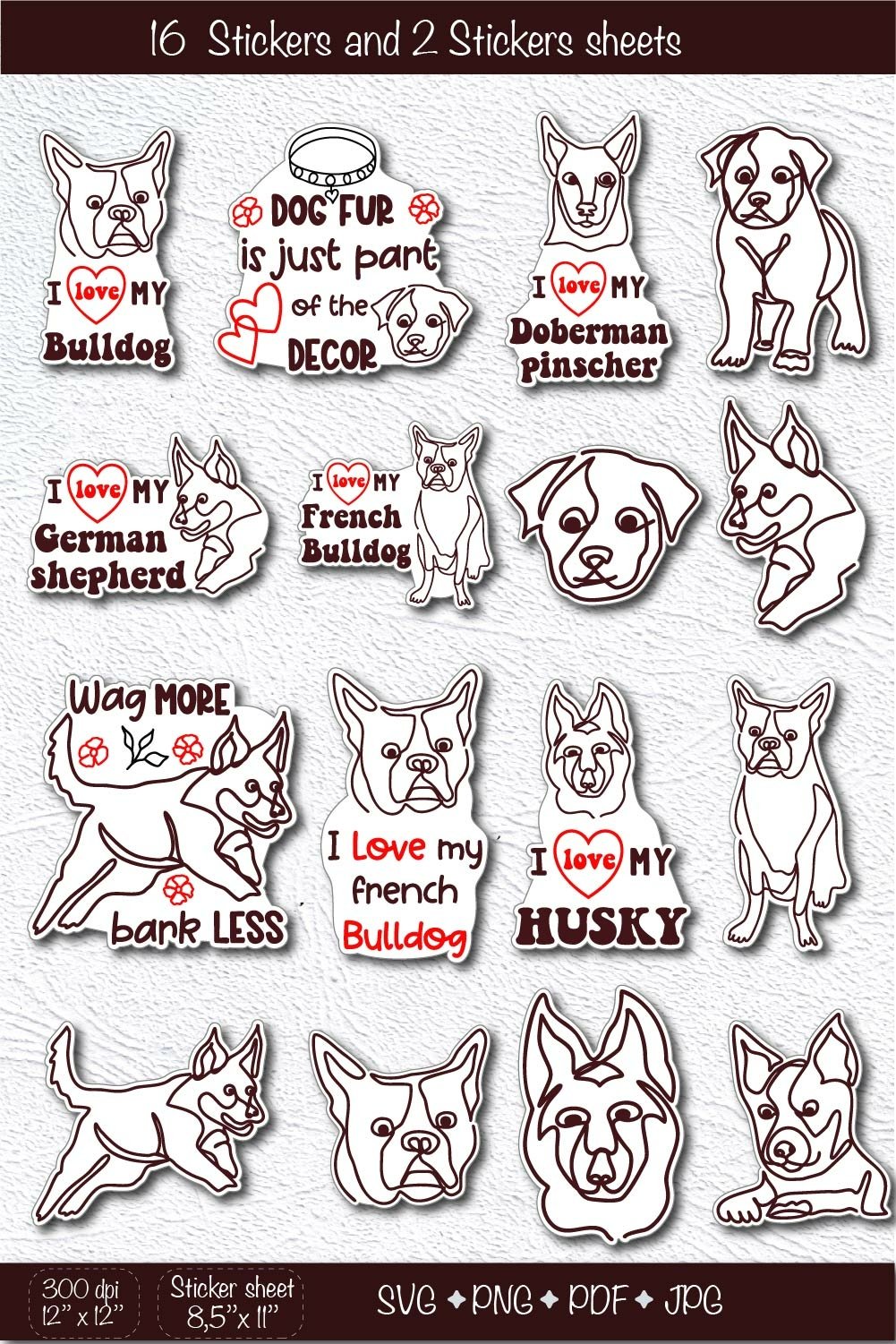 Sticker SVG bundle, Dog sticker, Dog head stickers, Planner