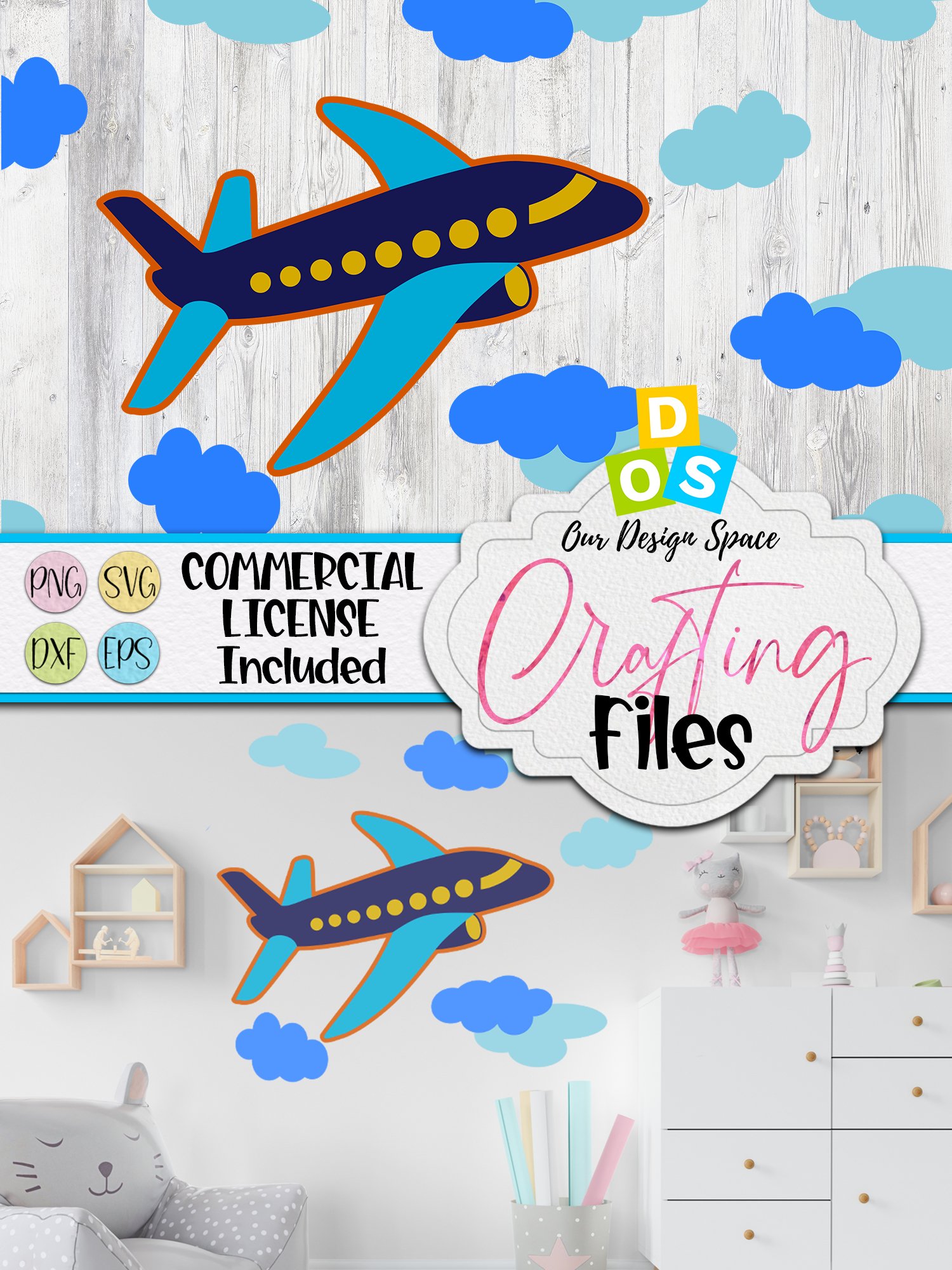 Plane SVG, DXF, EPS And PNG Cut File
