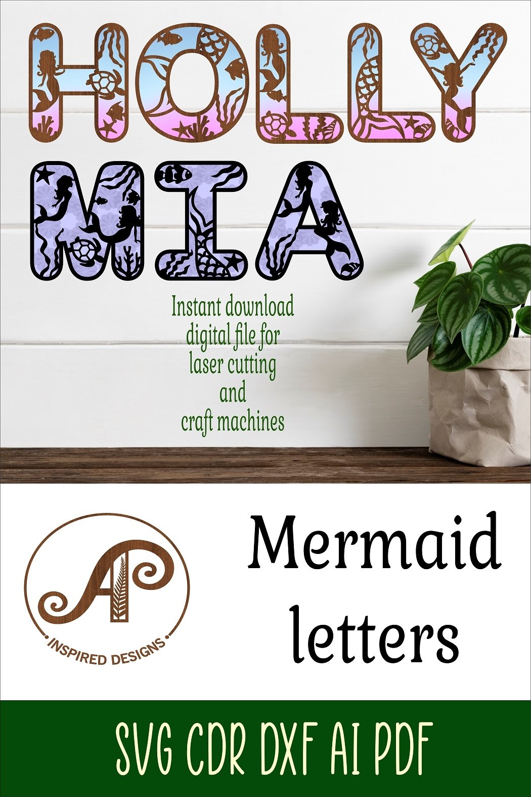 Mermaid alphabet set. 2 layer letters. 71letter