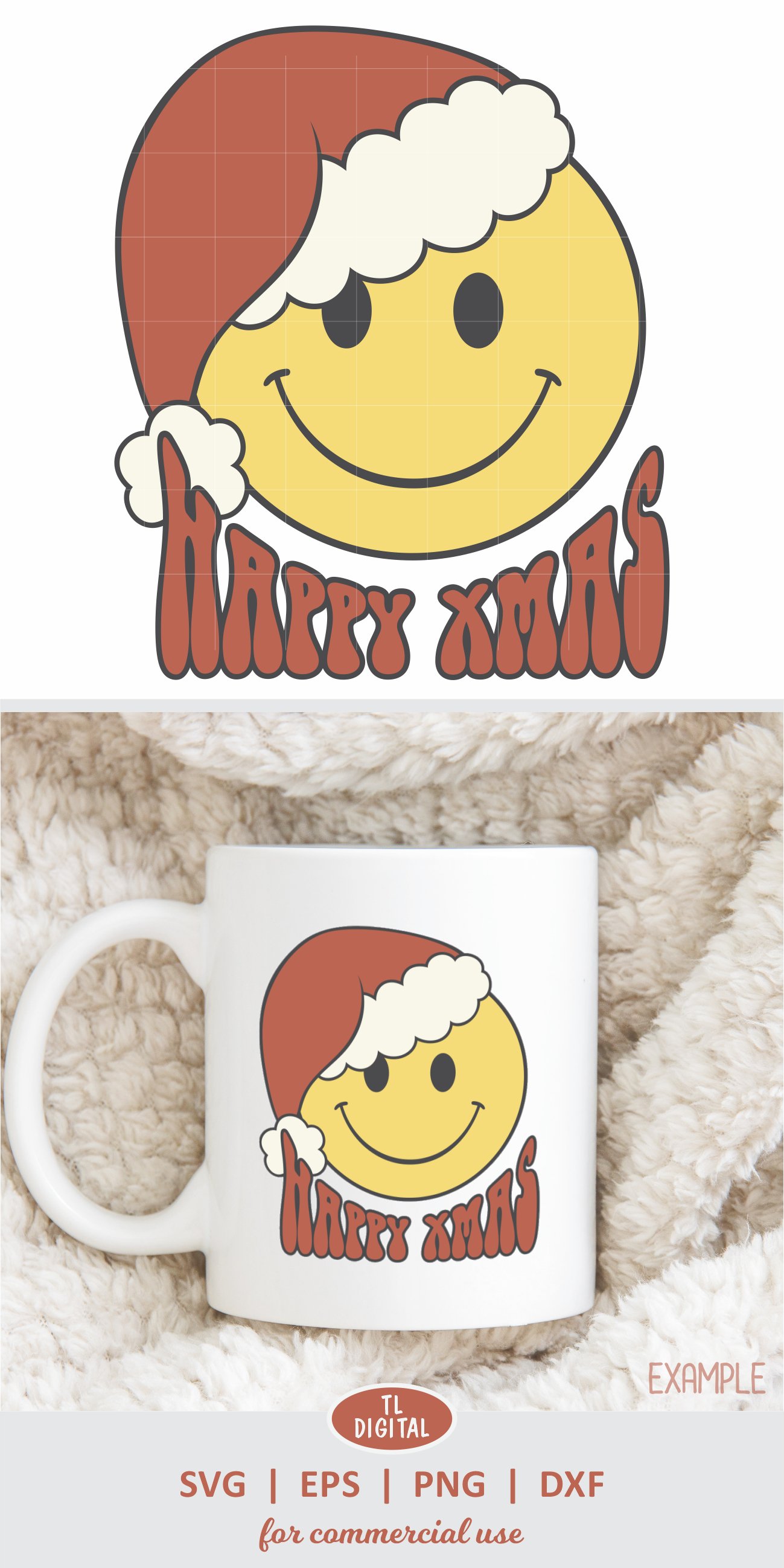 Happy Xmas - Christmas smiley face design