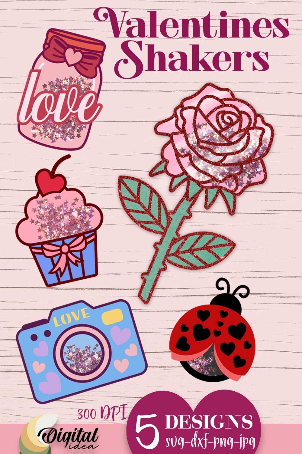 Valentines Confetti Shakers SVG Bundle | Layered Valentines