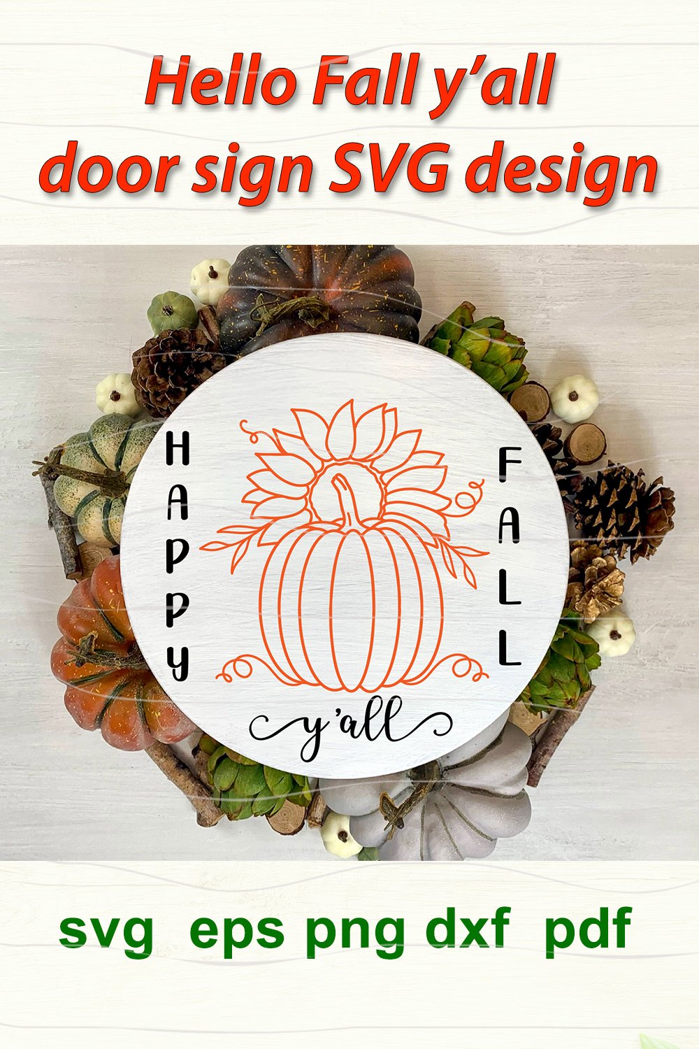 Happy Fall y’all svg sign| fall sign svg| floral pumpkin svg
