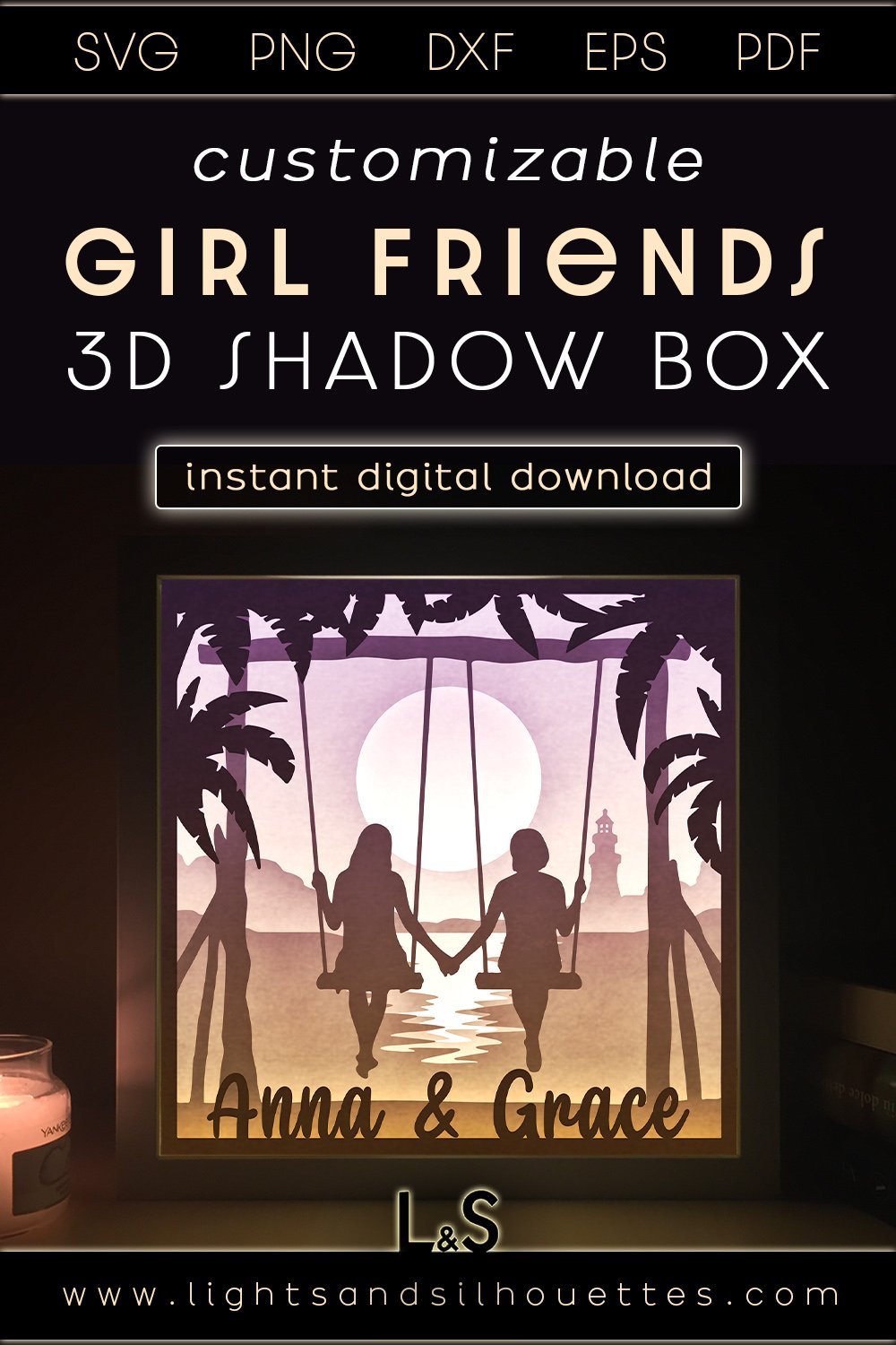 Personalized Girl Friends Shadow Box Svg | Cricut Light Box