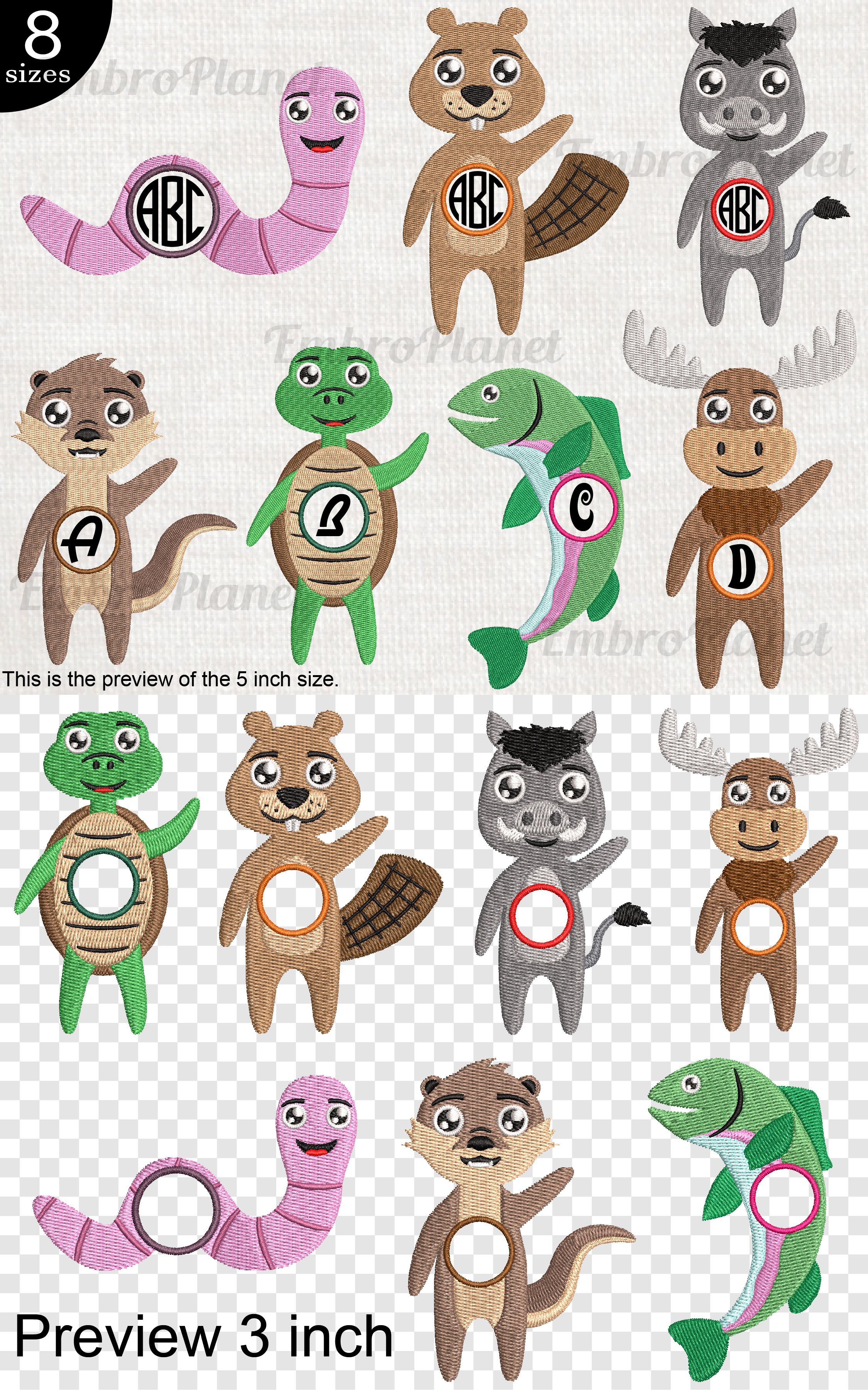 Hi Animals Monogram - Embroidery Files - 1481e
