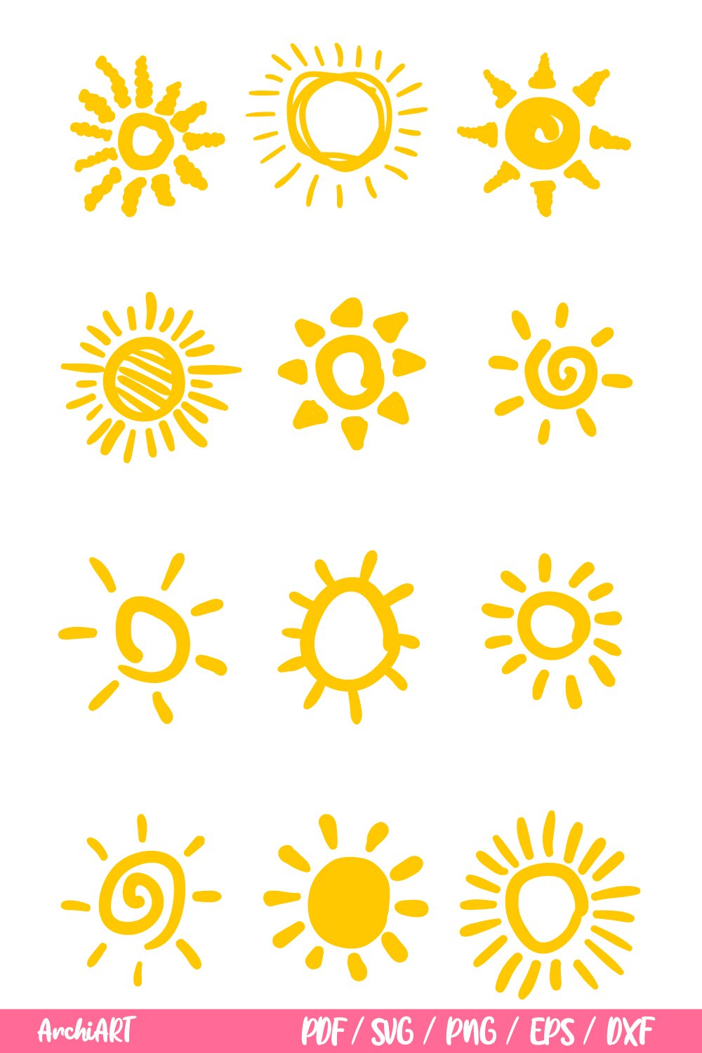 Sun SVG Files For Cricut, Sun SVG Bundle, doodle sun, hand