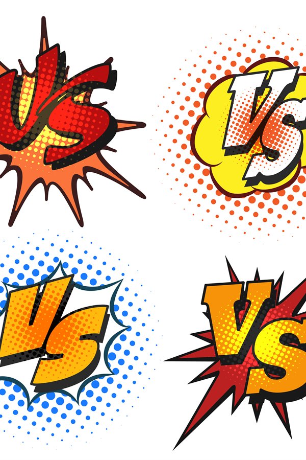 Versus letters in cartoon grunge style